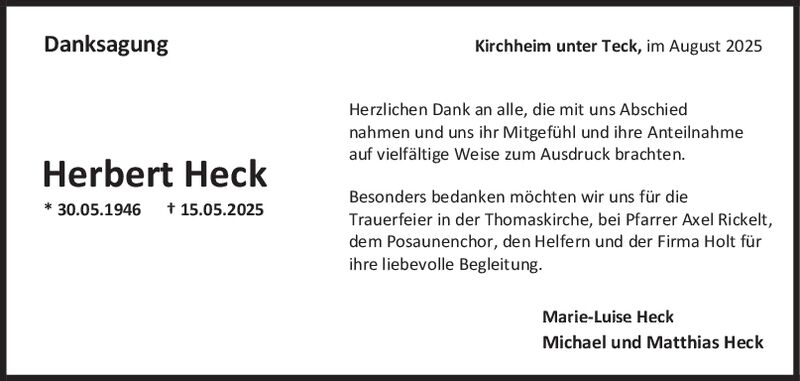 Traueranzeigen - Teckbote